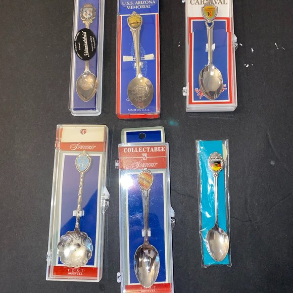 Accents | 6 Souvenir Travel Spoons Uss Arizona Germany Dollywood And ...